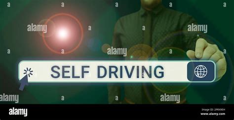 Sign Displaying Self Driving Conceptual Photo Autonomous Vehicle Ability To Navigate Without