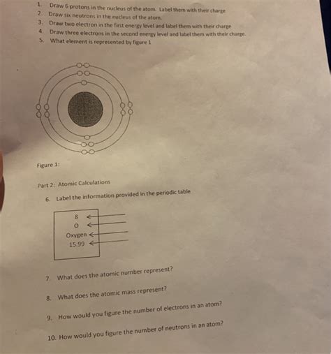Solved 1 Draw 6 Protons In The Nucleus Of The Atom Label