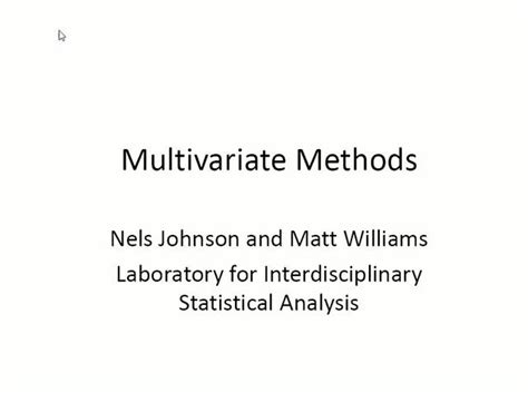 Multivariate Methods Exploring Data Patterns