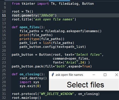 Python 如何用tkinter做出 對話 Button Gui 點button即可選擇一個或多個檔案 Filepaths