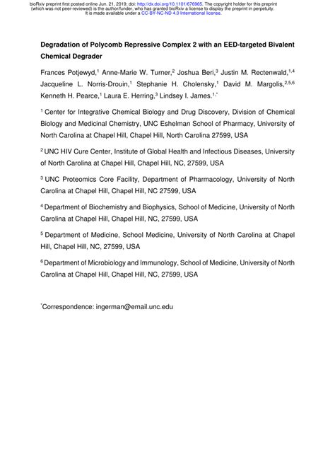 Pdf Degradation Of Polycomb Repressive Complex 2 With An Eed Targeted Bivalent Chemical Degrader