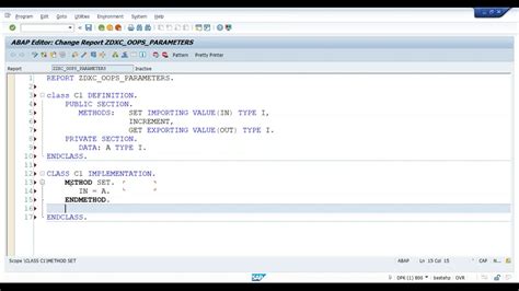 sap technical oops local class with parameters youtube