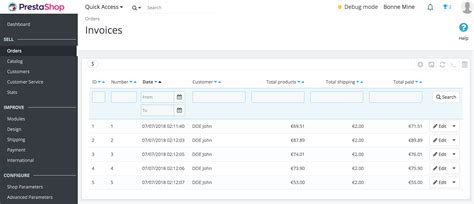 Edit Your Invoices In Prestashop 17 How To Create An Admin