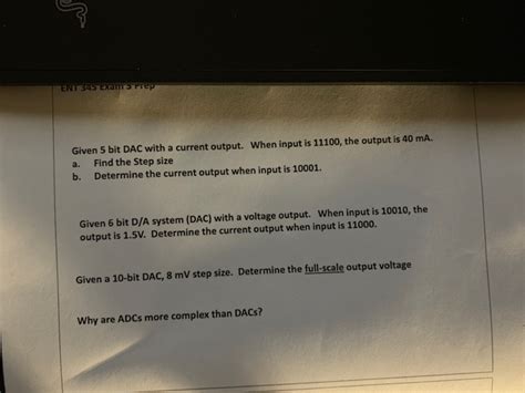 Solved Given 5 Bit Dac With A Current Output When Input Is