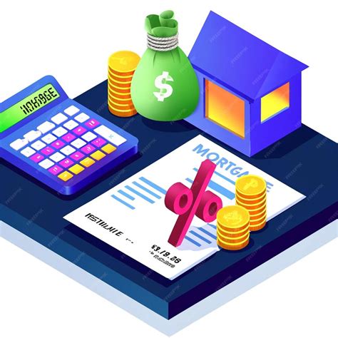 Premium Photo Mortgage Calculation Isometric Concept