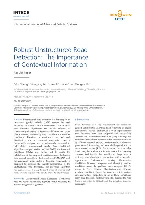 Pdf Robust Unstructured Road Detection The Importance Of Contextual Information