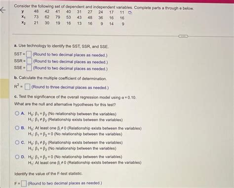 Solved A Use Technology To Identify The Sst Ssr And Sse