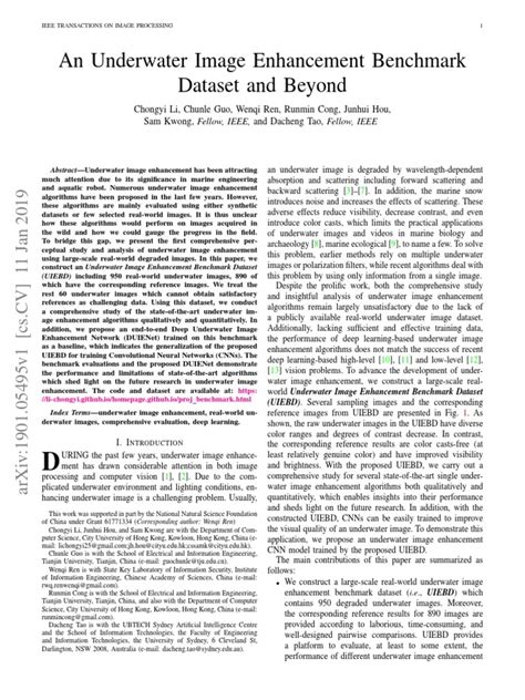 An Underwater Image Enhancement Benchmark Dataset And Beyond Pdf Deep Learning Color