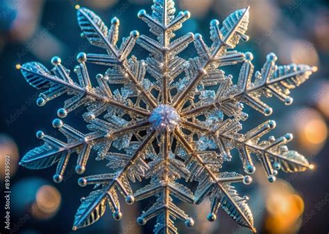Delicate Intricate Snowflake Patterns Magnified Under A Microscope