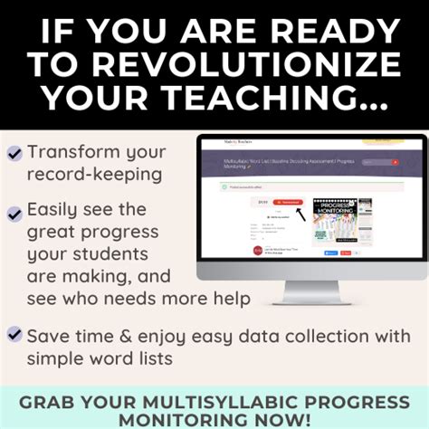 Multisyllabic Word List Baseline Decoding Assessment Progress Monitoring Made By Teachers