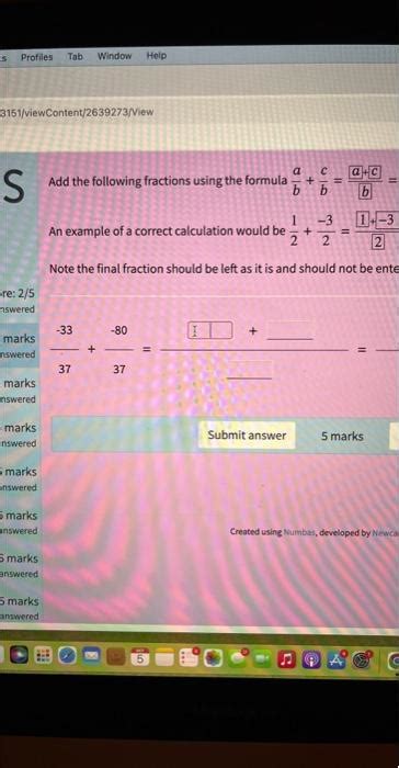 Solved Add The Following Fractions Using The Formula