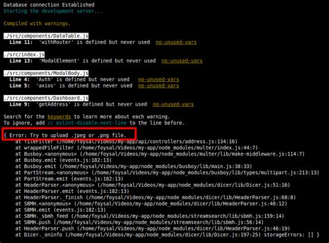 Node Js Pass Multer Validation Error To React Component Stack Overflow