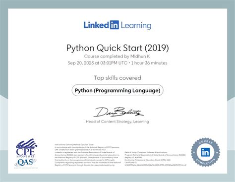 midhun k on linkedin completed a course on python