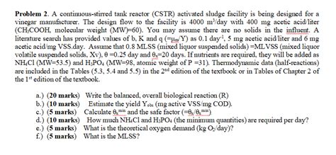 Solved Problem A Continuous Stirred Tank Reactor CSTR Chegg
