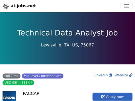Hiring Technical Data Analyst Job In Lewisville Tx Us 75067 Rai