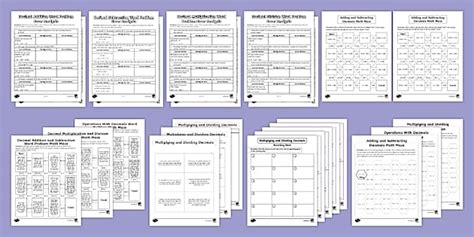 Sixth Grade Decimal Operations Activity Pack Twinkl