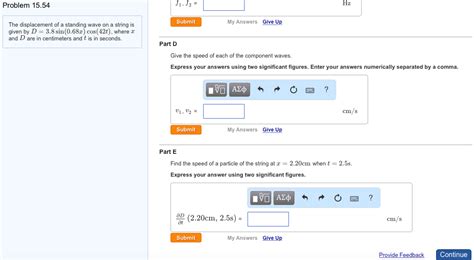solved the displacement of a standing wave on a string is
