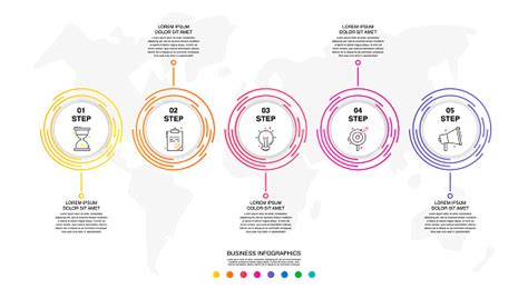 현대 3d 벡터 그림 5 가지 요소가 있는 원형 인포그래픽 템플릿입니다 아이콘과 텍스트가 포함되어 있습니다 비즈니스 프리젠 테이션 웹 디자인 5 단계 다이어그램을 위해
