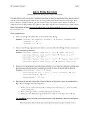 Lab 5 Strings Pdf AP Computer Science Lab 5 Lab 5 String Exercises Adapted From Lab A10 1