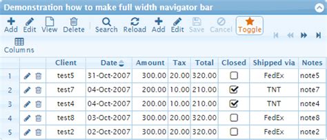 Jquery How To Place Pager To End Of Top Of Toolbar In Free Jqgrid