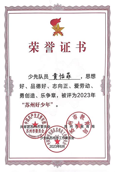 喜报：娄葑实小少先队员获评“江苏好少年”“苏州好少年”“园区好少年”最新喜报新闻中心苏州工业园区娄葑实验小学
