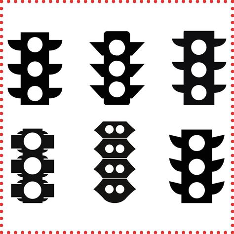 Urbano Tráfico Intersección Ligero Siluetas Semáforo íconos En Rojo Amarillo Y Verde Para