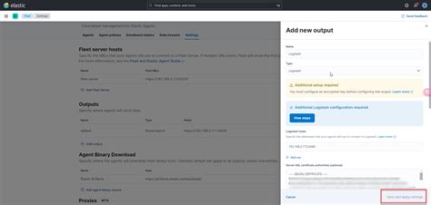 Unable To Save Fleet Settings Logstash Output Elastic Agent