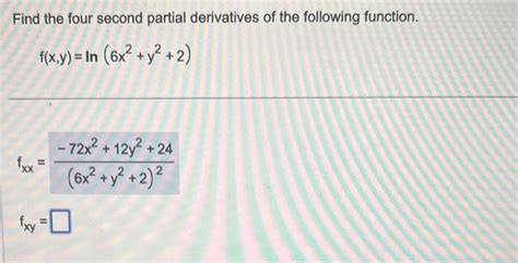 Solved Find The Four Second Partial Derivatives Of The Chegg