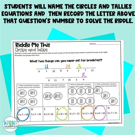 Multiplication Facts Riddle Circles And Tallies Math Activity For 3rd