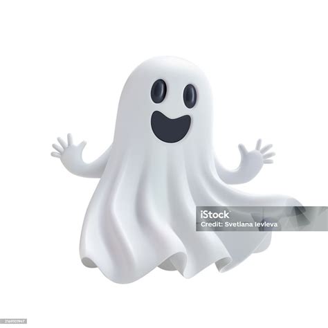 할로윈 귀여운 유령 3d 벡터 렌더링 비행 만화 캐릭터 무서운 미소 얼굴 화이트 시트 파티 의상 Png 렌더링 재미 있는 부 일러스트 플라스틱 정신 팬텀 그루비 폴터가이스트