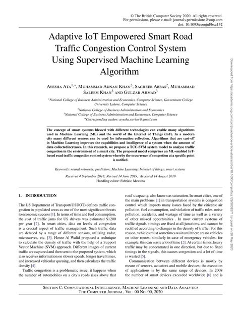 Pdf Adaptive Iot Empowered Smart Road Traffic Congestion Control