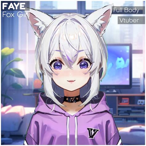 Live2d Vtuber Model Streamer Fox Girl Animated Background Ready To
