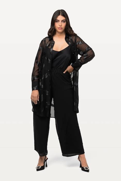 Layered Chiffon Wide Leg Pants Black Ulla Popken