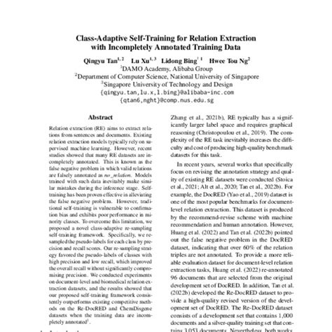 Class Adaptive Self Training For Relation Extraction With Incompletely