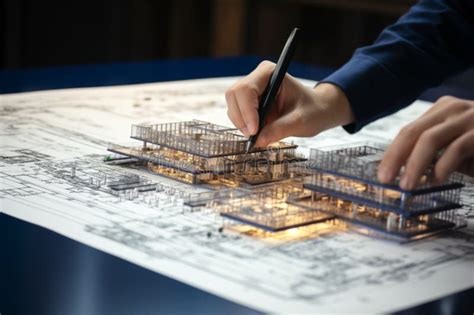 Blueprint Evolution Designers And Architects Shape Project At Office Desk Sketching