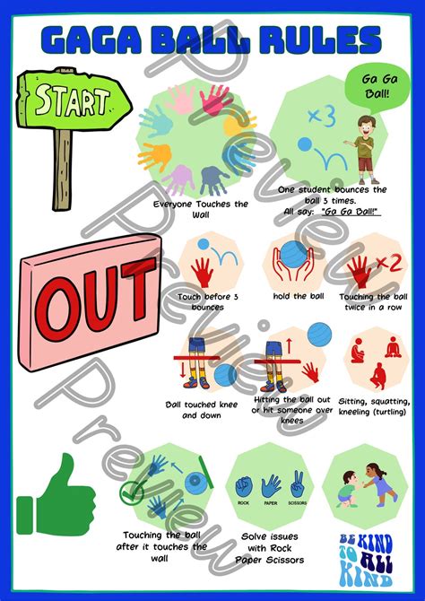 Gaga Ball Rules Poster How To Play Gaga Ball Sign Gaga Pit Poster