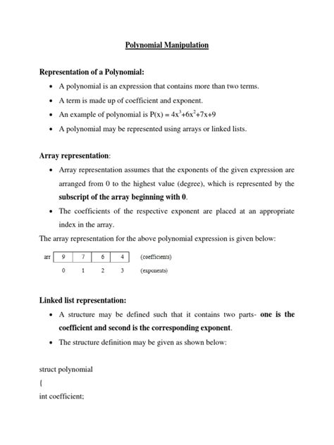 Polynomial Manipulation Pdf