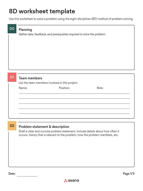 8d Worksheet Template Pdf