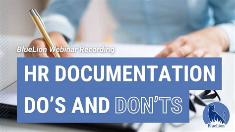 hr documentation do s and don ts bluelion webinar recording youtube