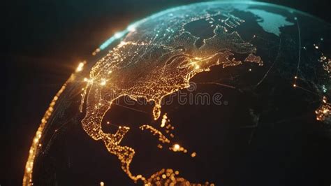 Digital Globe With Glowing Lines Representing Global Connectivity Stock
