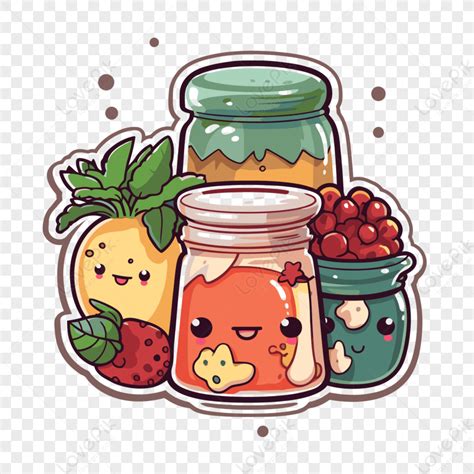 과일 클립 아트와 Kawaii 항아리 벡터상표 Png 일러스트 무료 다운로드 Lovepik