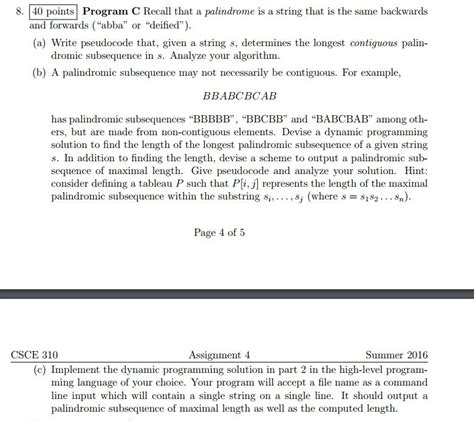 Solved Program C Recall That A Palindrome Is A String That