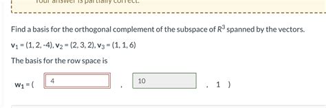 solved is partially find a basis for the orthogonal
