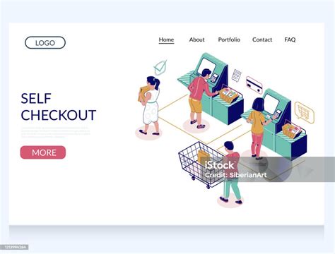 셀프 체크 아웃 벡터 웹 사이트 방문 페이지 디자인 템플릿 셀프 계산대에 대한 스톡 벡터 아트 및 기타 이미지 셀프 계산대 등측투영법 아이콘 Istock
