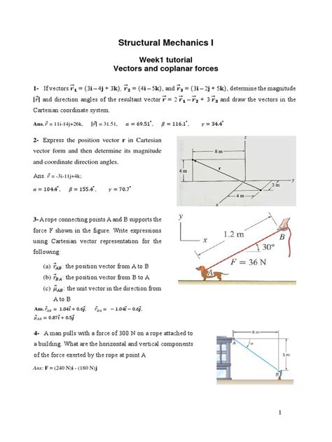 tutorial 1 pdf euclidean vector force