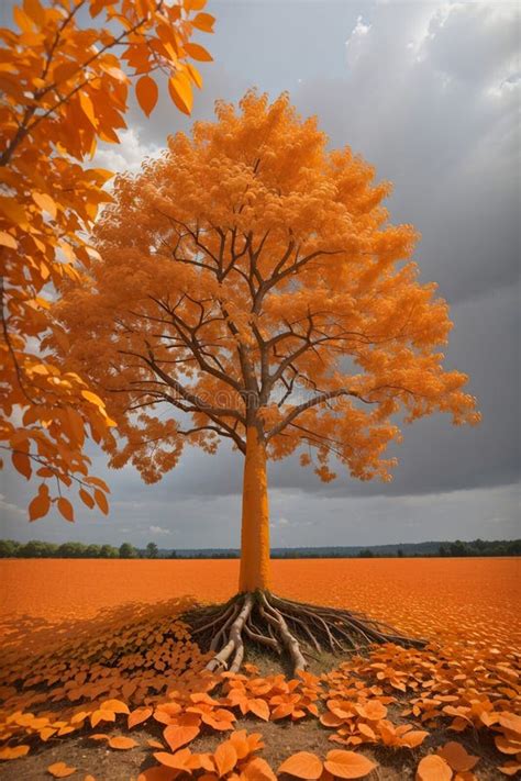 Orange Colour Tree Orange Colour Tree Wallpaper High Quailty Ai