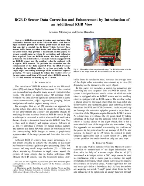Pdf Rgb D Sensor Data Correction And Enhancement By Introduction Of An Additional Rgb View
