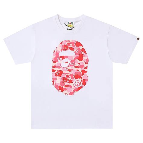 Bape Shirts Bape Abc Camo Big Ape Head Tshirt White Pink A Bathing