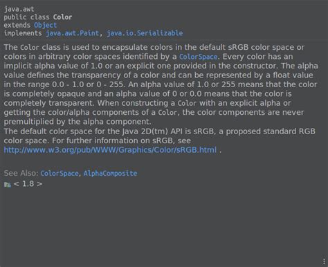 java intellij idea how to view entire page of javadoc for a class