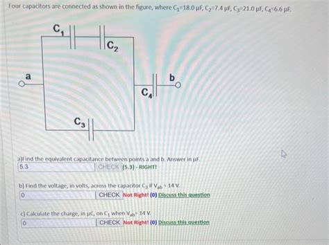 Solved Four Capacitors Are Connected As Shown In The Figure